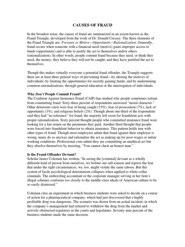 Causes of Fraud | PDF | Deviance (Sociology) | Crime & Violence