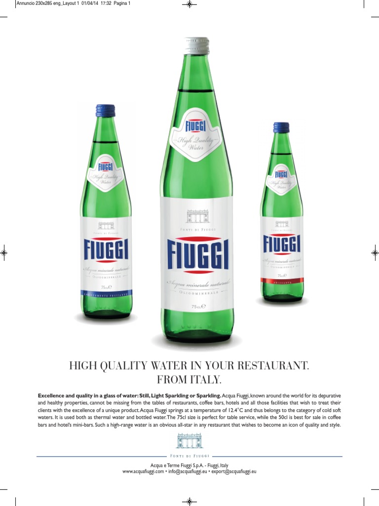 High Quality Water in Your Restaurant. From Italy | PDF