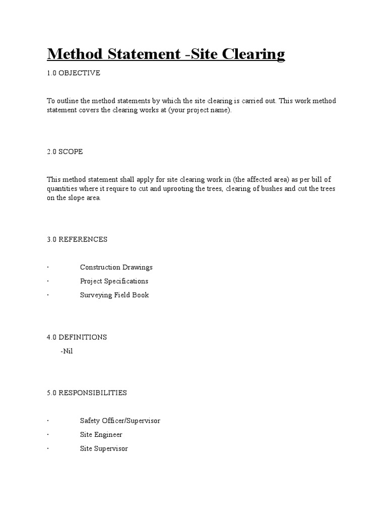 Method Statement Clearing | PDF | Road | Waste