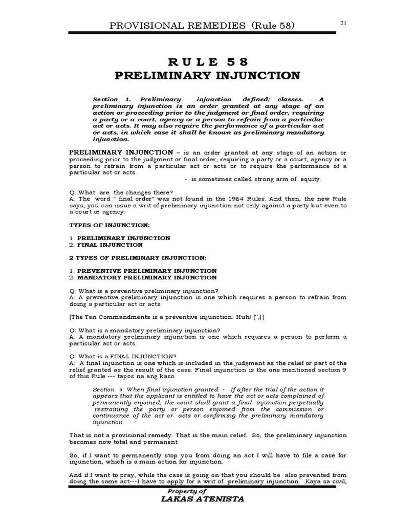 Rule 58-PR Preliminary Injunction | PDF | Injunction | Judiciaries