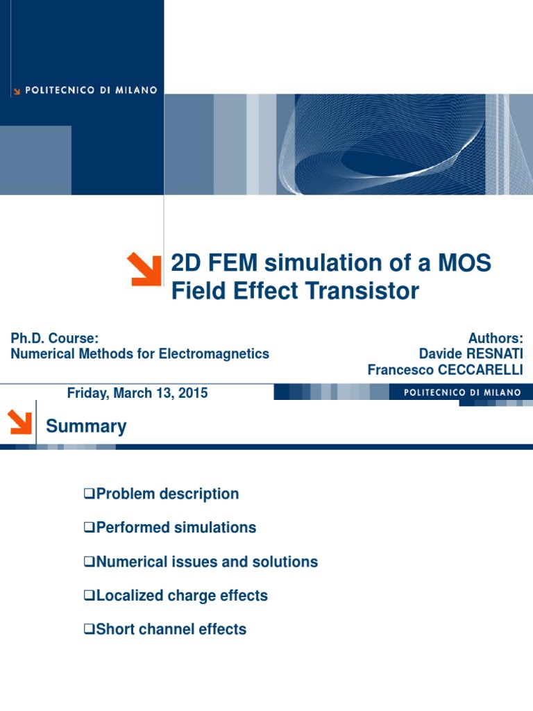 FEM Simulation of 2d MOSFET | PDF | Field Effect Transistor | Mosfet