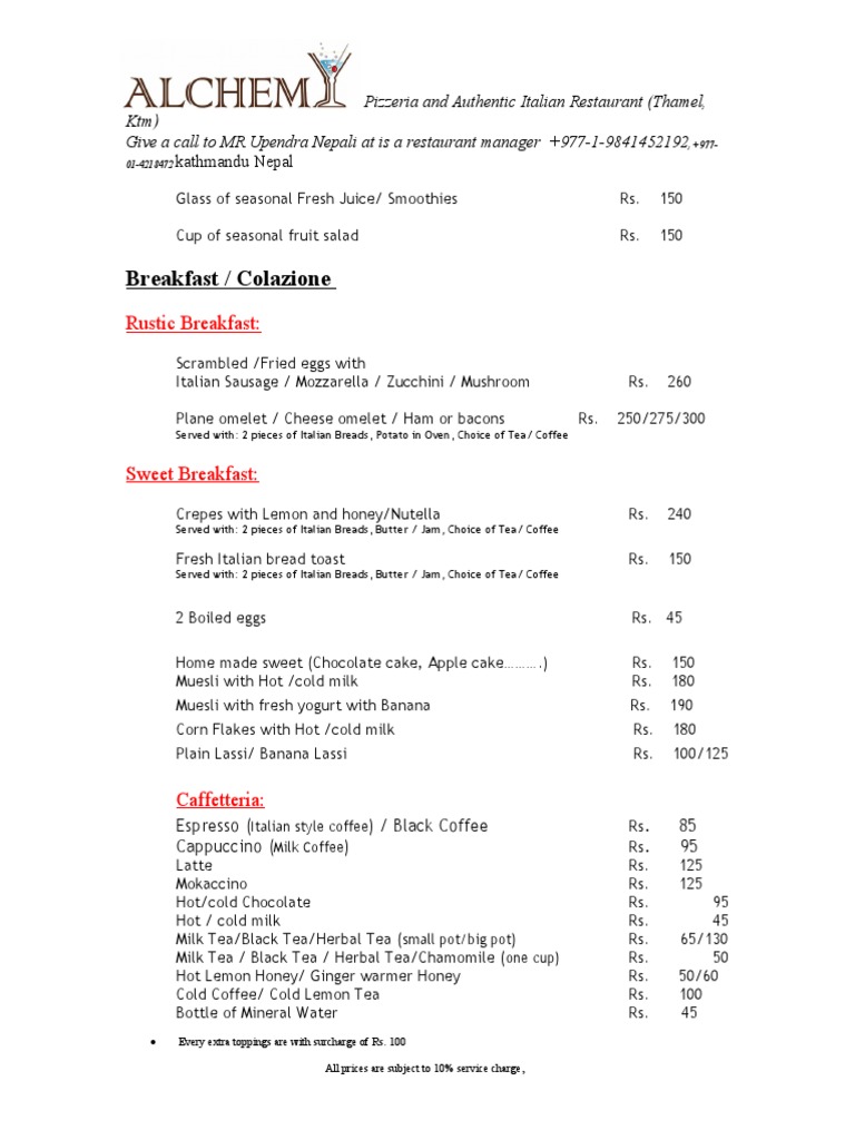 Alchemy Menu | PDF | Foods | Salad