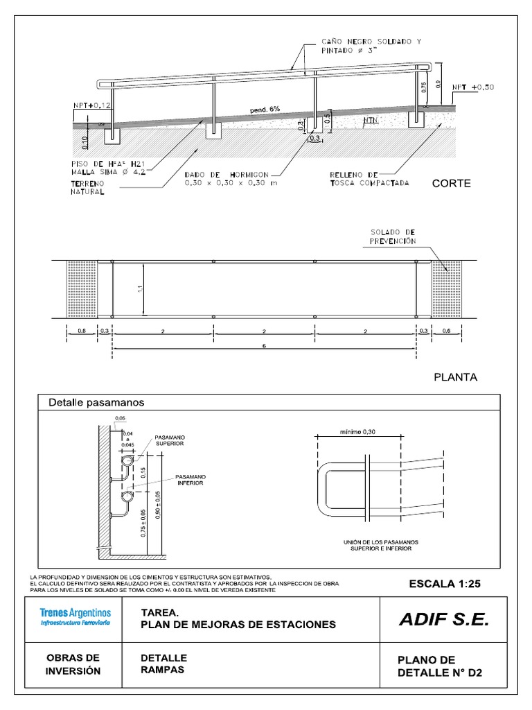 Plano Detalles de Rampa para Discapacitados | PDF