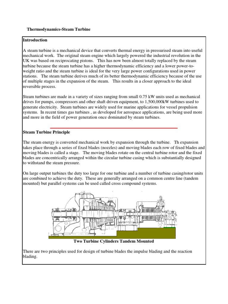 Thermodynamics Steam Turbine | PDF | Steam Engine | Turbine