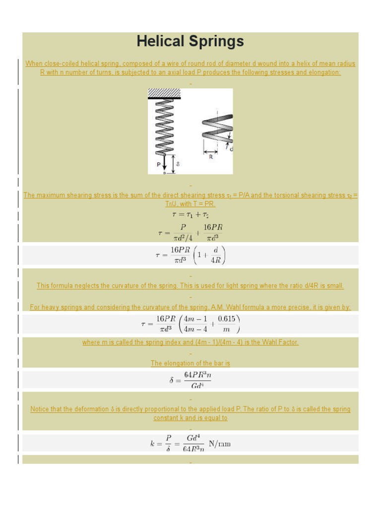 Helical Springs | Helix | Stress (Mechanics)