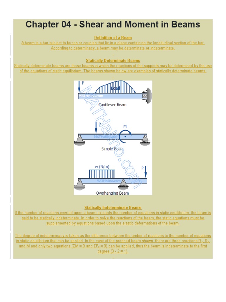 Shear and Moment in Beams | PDF | Teaching Methods & Materials ...
