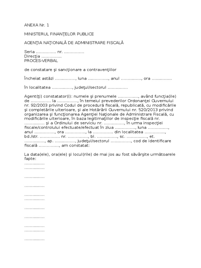 Proces Verbal de Constatare