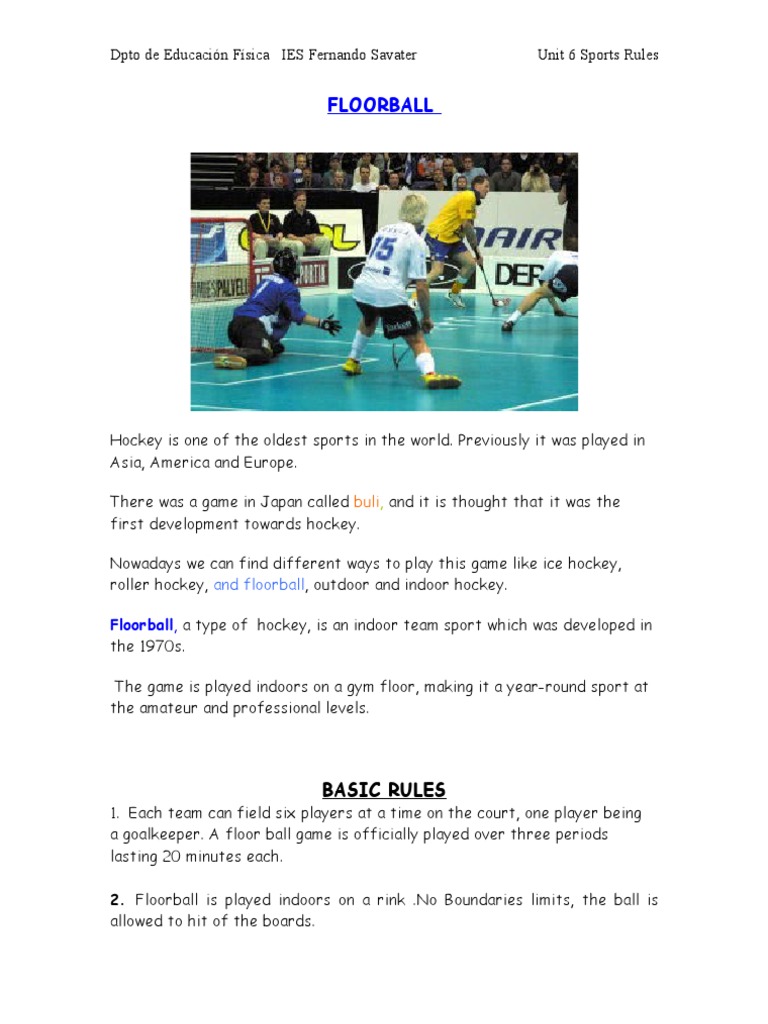 Floorball Rules | PDF | Sports & Recreation