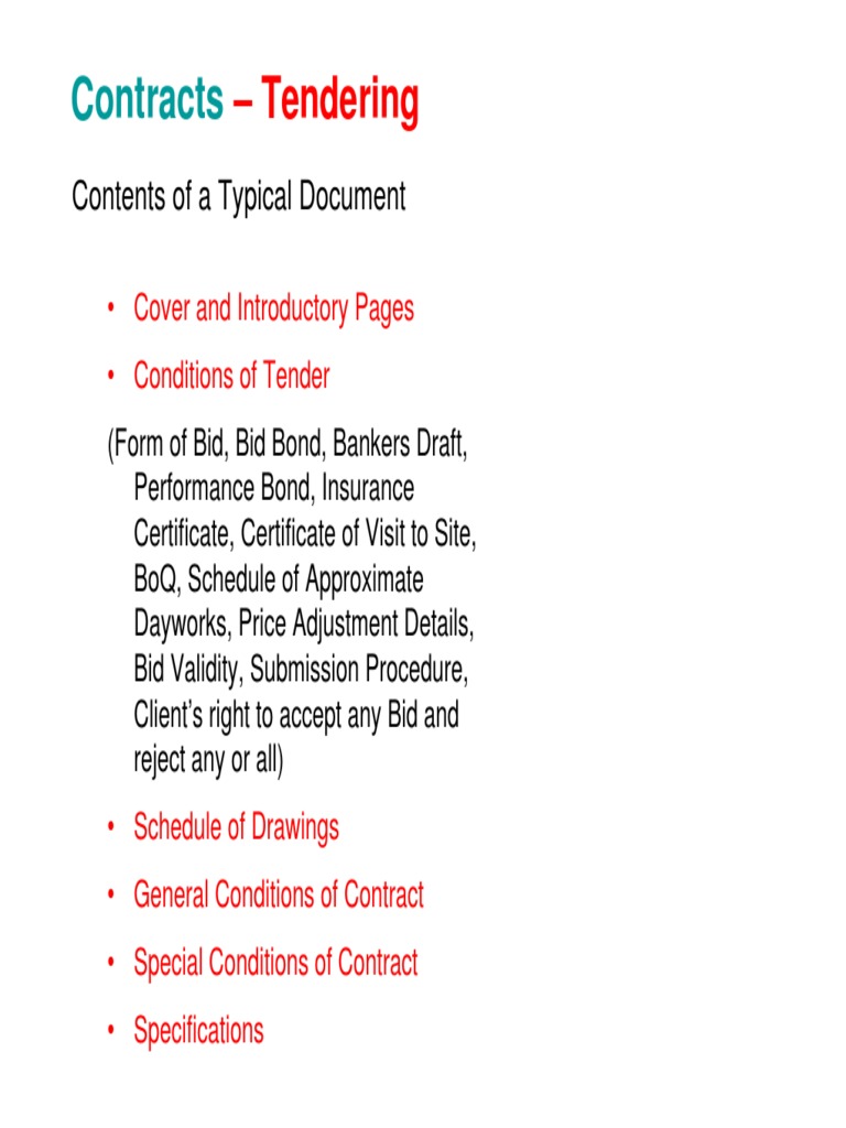 Typical Tender Layout | PDF