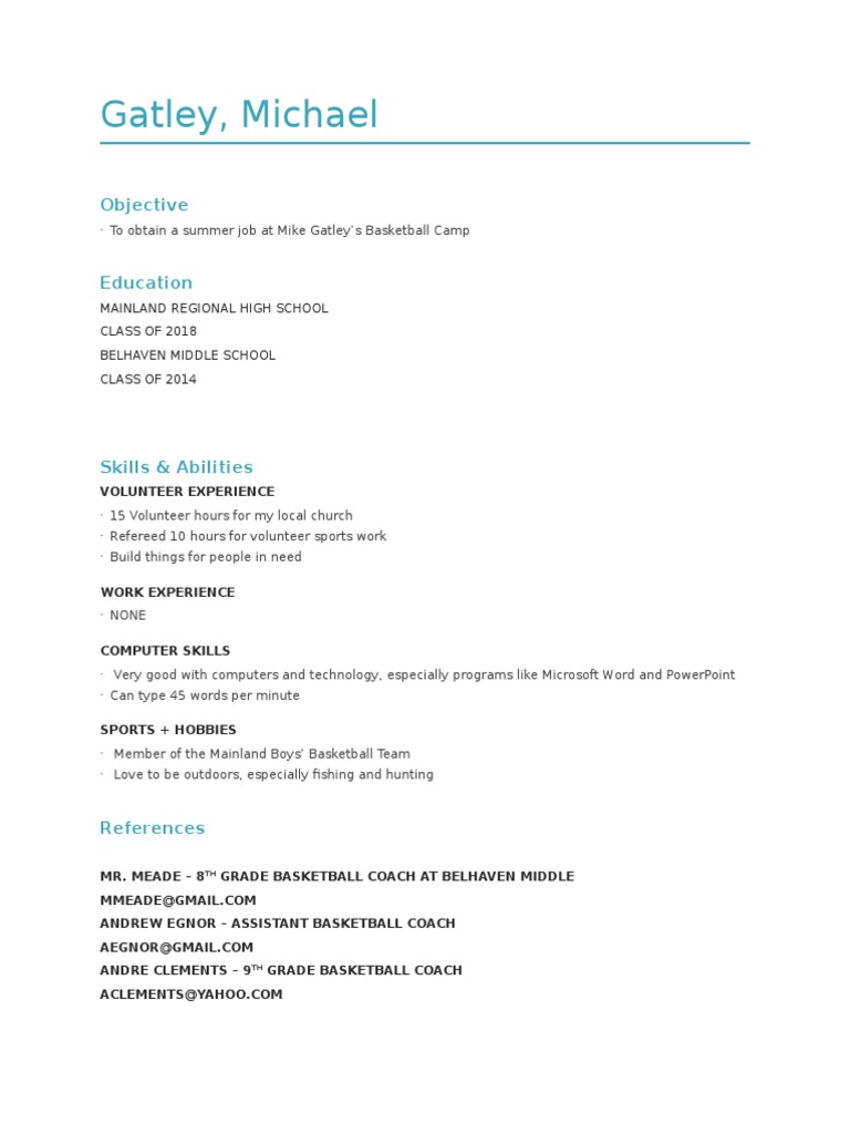 Summer Job Application for Basketball Camp | PDF | Career & Growth | Law