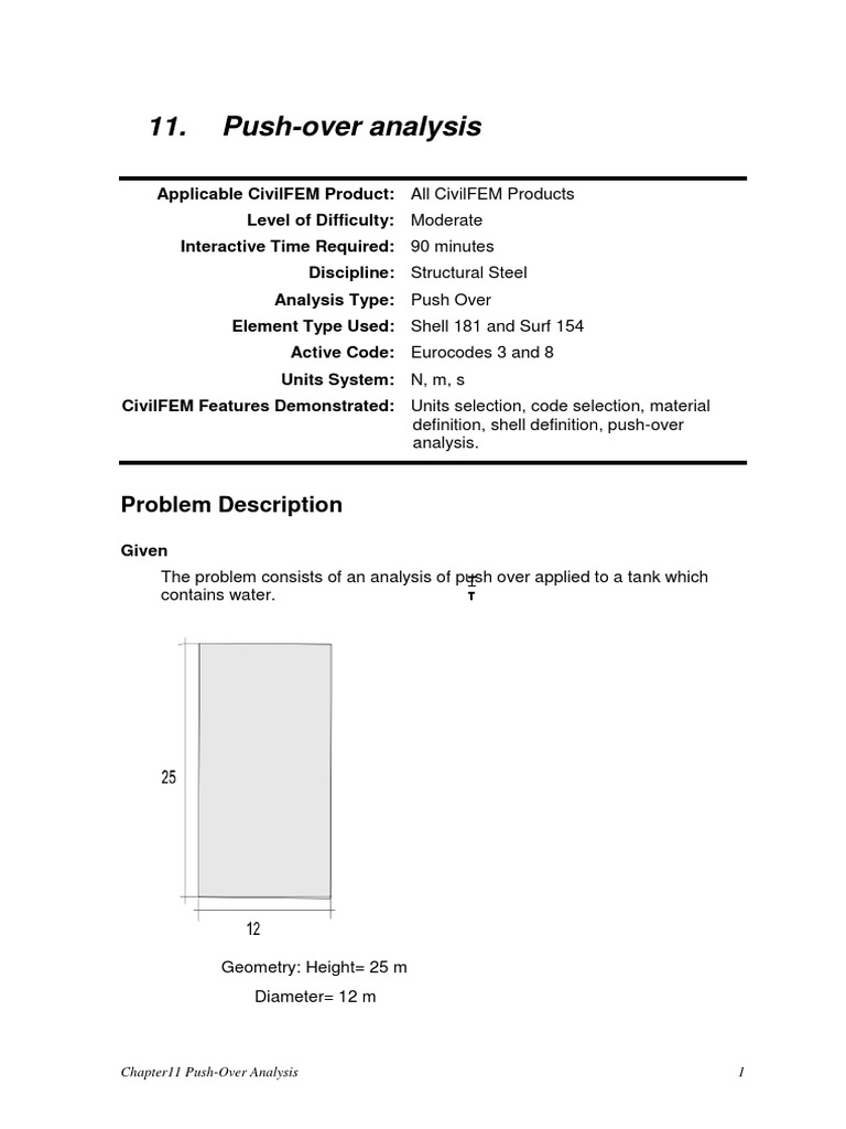 Push-Over Analysis: Problem Description | PDF | Mechanics | Physics