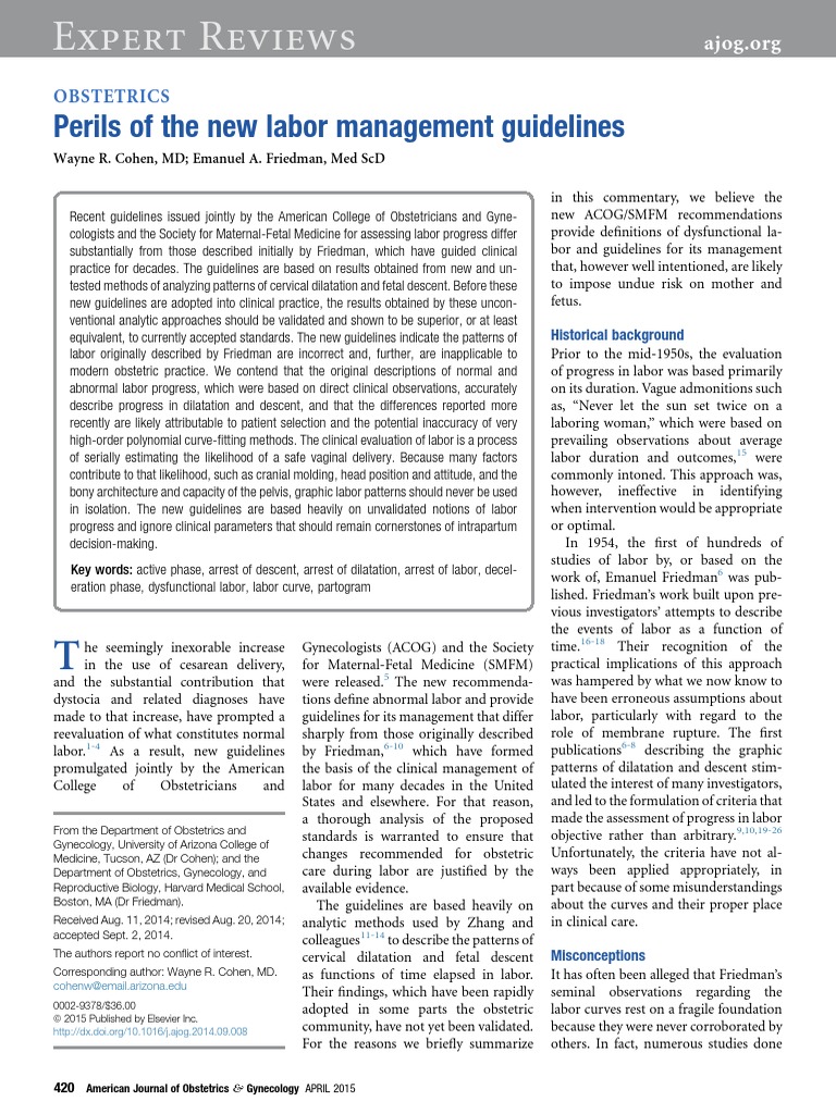 Reevaluating ACOG Labor Guidelines | PDF | Caesarean Section | Childbirth