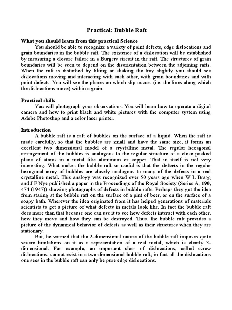 Bubble Raft | PDF | Dislocation | Crystallographic Defect