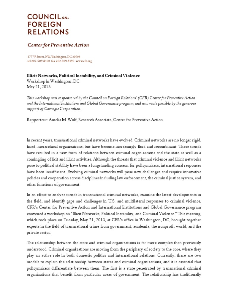 Illicit Networks and Political Instability | PDF | Organized Crime ...