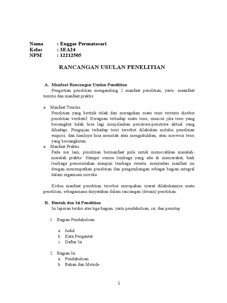 Rancangan Usulan Penelitian | PDF