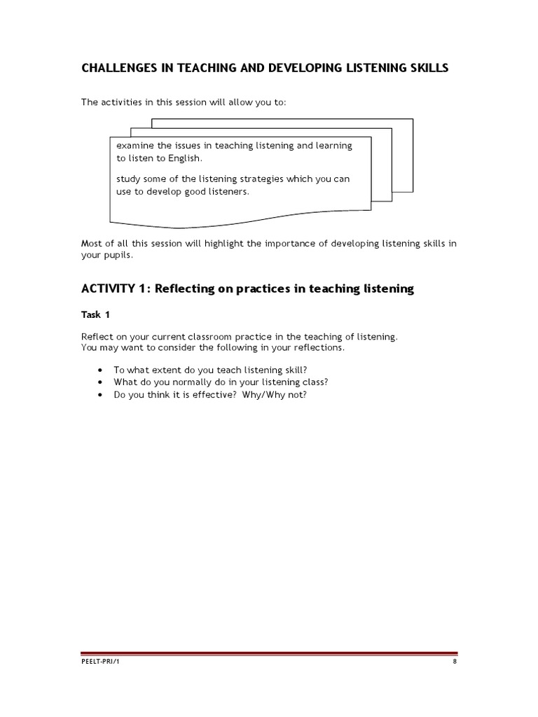 Teaching Challenges in Listening Skills | PDF | Teachers | Neuropsychology