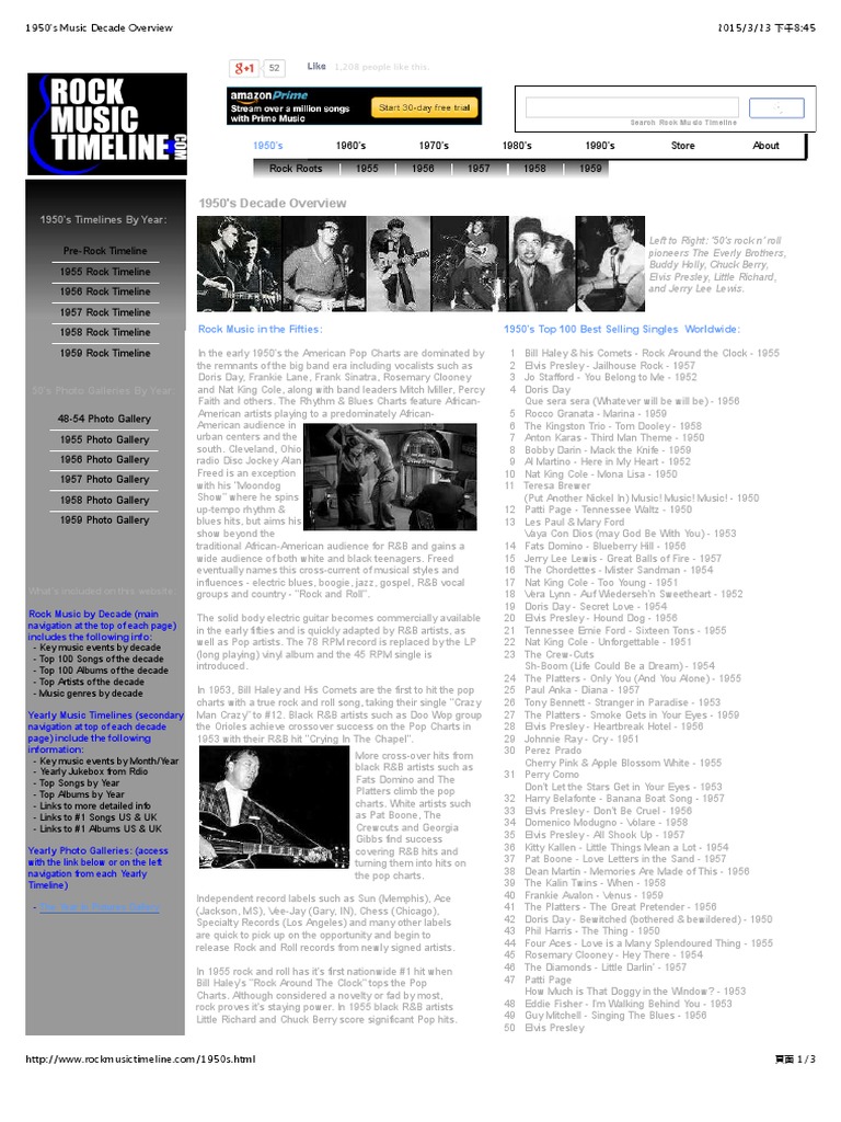 1950's Music Decade Overview PDF | PDF | Rock And Roll | Rhythm And Blues
