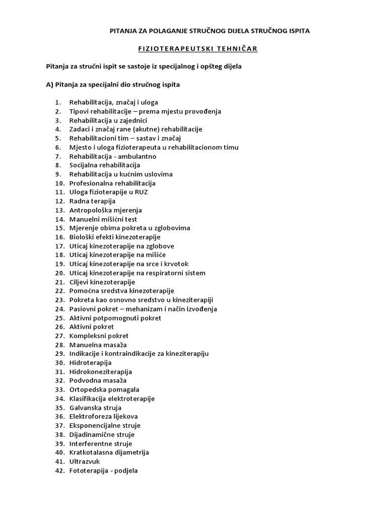 Pitanja Za Drzavni Ispit | PDF