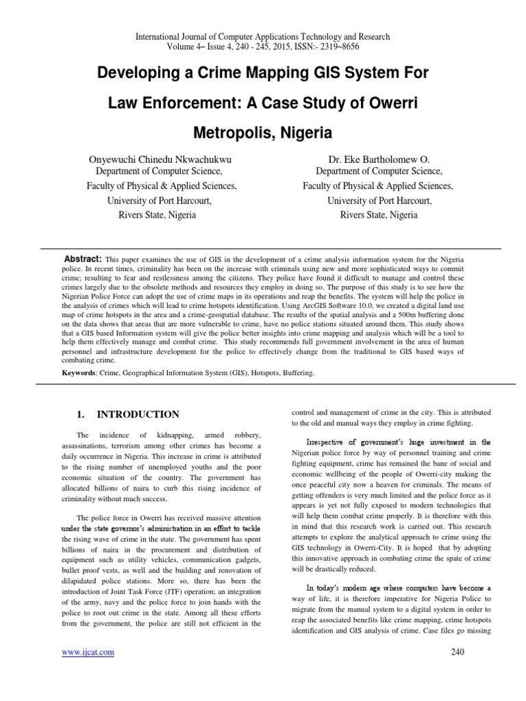 Developing A Crime Mapping GIS System For Law Enforcement: A Case Study ...