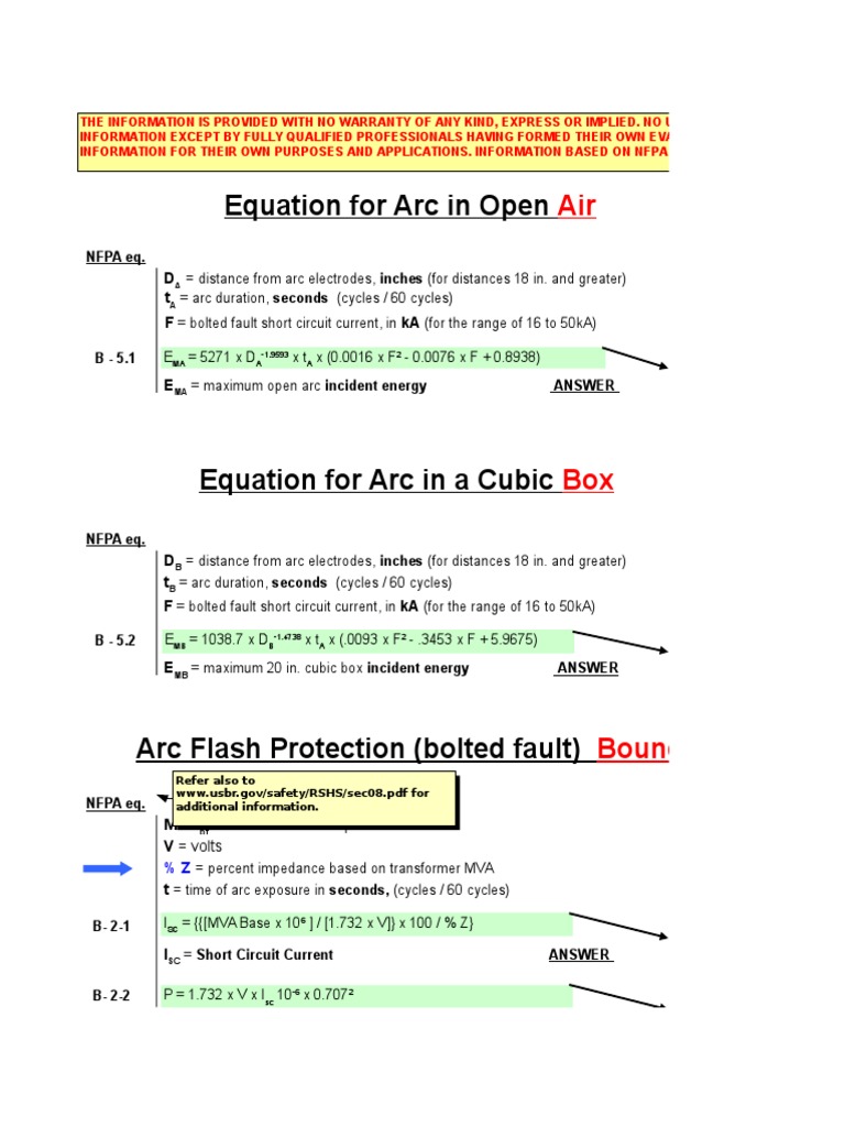 ARC FLASH Calculator | Download Free PDF | Transformer | Electrical ...