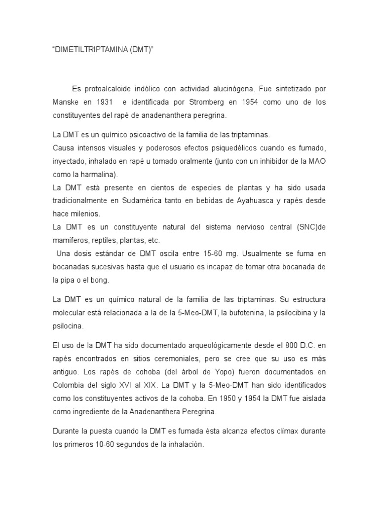 Dimetiltriptamina | PDF | Salud y bienestar | Medicina
