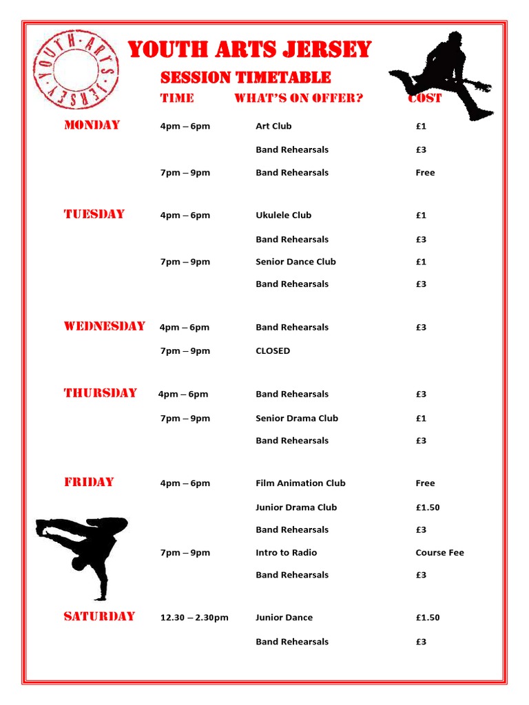 YAJ Weekly Timetable 2015 | PDF