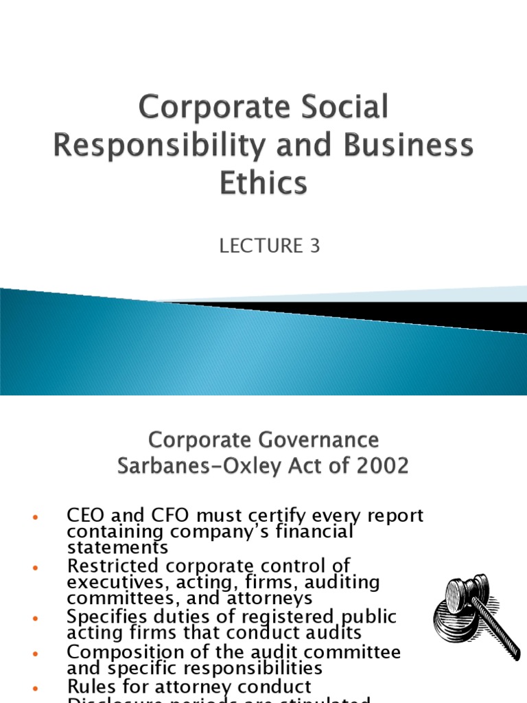 Corporate Ethics and Responsibility Overview | PDF | Corporate Social ...