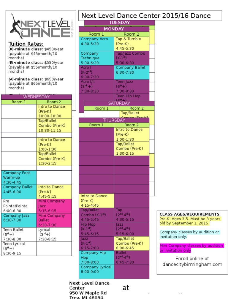 Next Level Fall Schedule | PDF | Language Arts & Discipline | Art