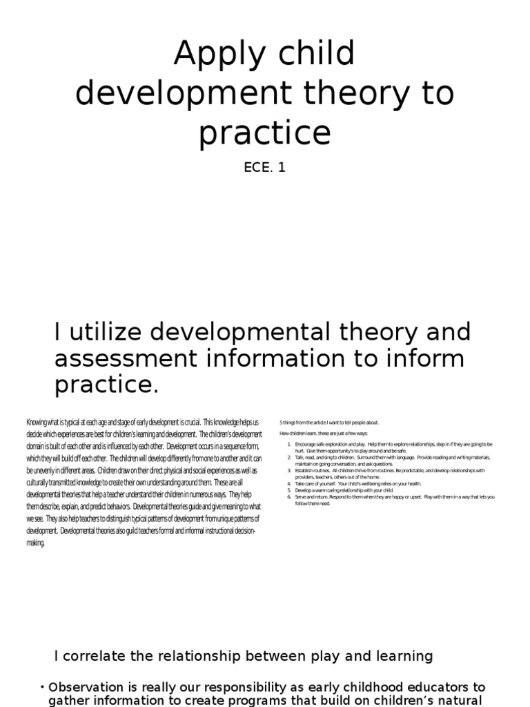 Child Development Theory in Practice | PDF | Child Development ...