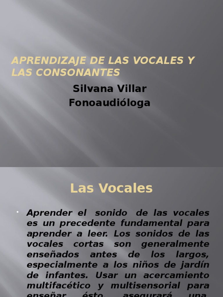 Aprendizaje de Las Vocales y Las Consonantes | PDF | Lectura (proceso ...