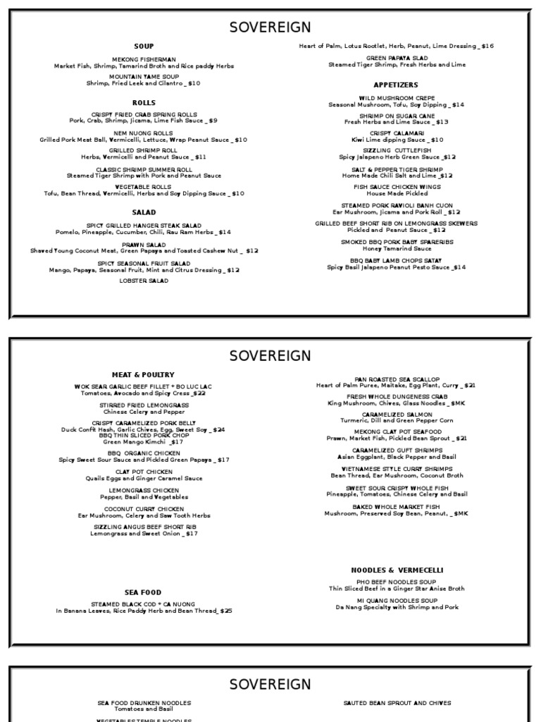 Sovereign Menu | Curry | Salad