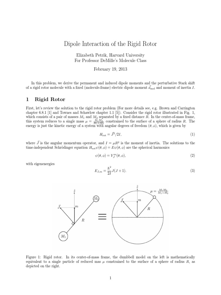 Rigid Rotor Induced Dipole | PDF | Dipole | Perturbation Theory ...