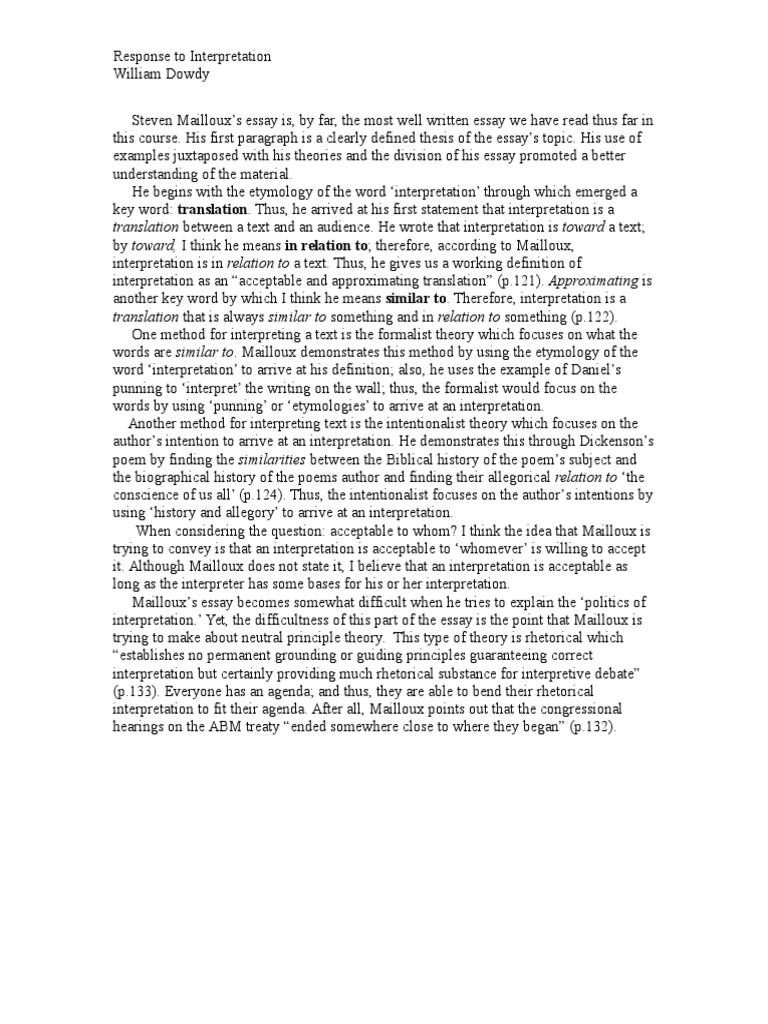 An Analysis of Steven Mailloux's Methods of Interpretation | PDF ...