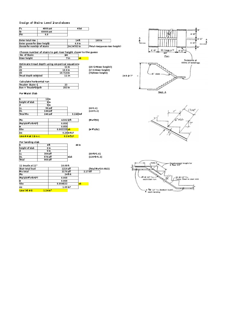 Stairs Design Concrete ACI 318-11 12-02-14 | PDF | Stairs ...