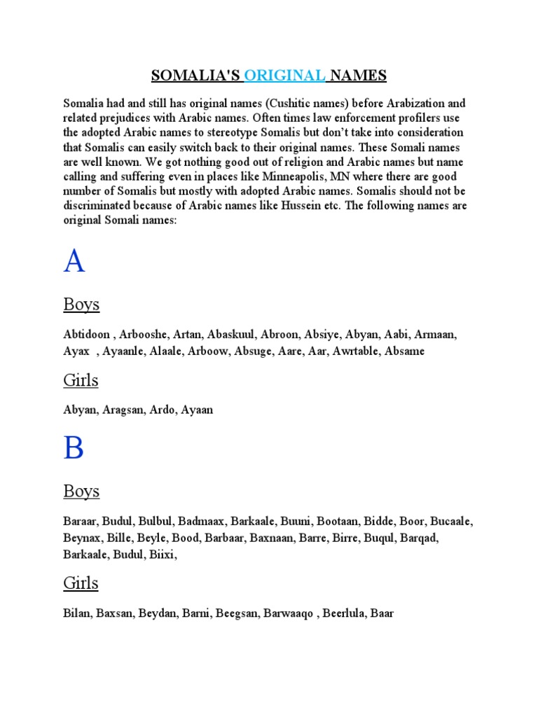 Somalia's Original Names | PDF | Arabs | Horn Of Africa