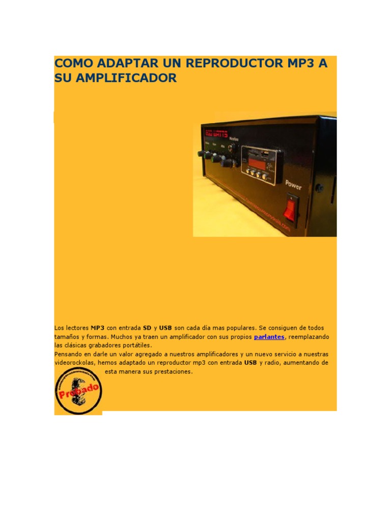 Adaptar MP3 a Amplificador: Guía Práctica | PDF | Transformador | Mp3