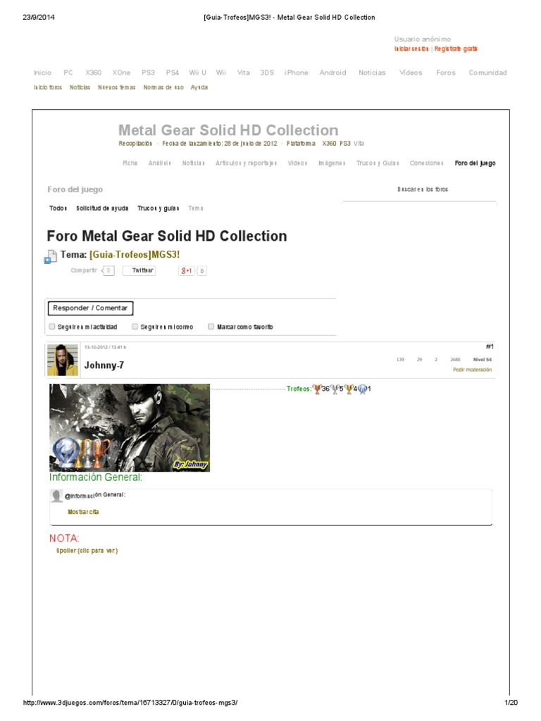 (Guia-Trofeos) MGS3! - Metal Gear Solid HD Collection | PDF ...