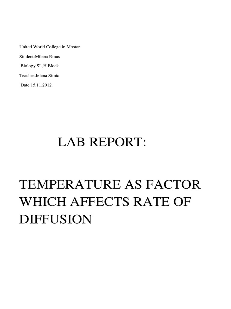 Lab Report | Download Free PDF | Diffusion | Temperature