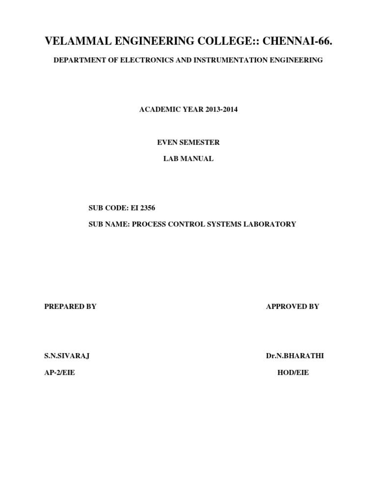 Process Control Lab Manual | PDF | Control System | Control Theory