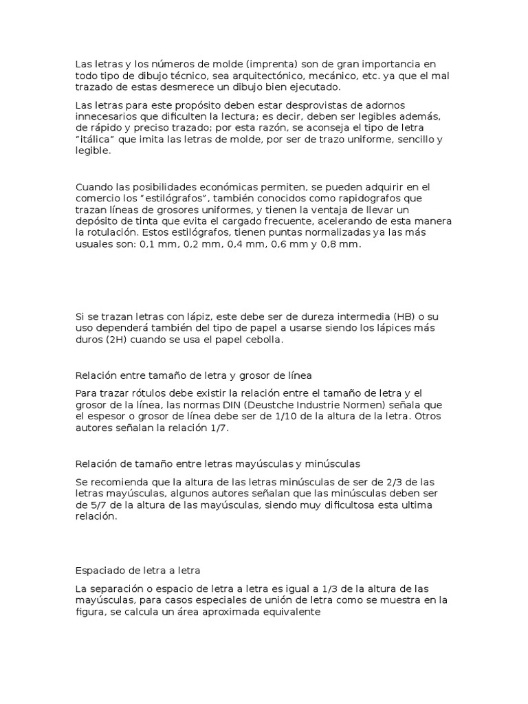 Guía de Trazado de Letras y Números en Dibujo Técnico | PDF