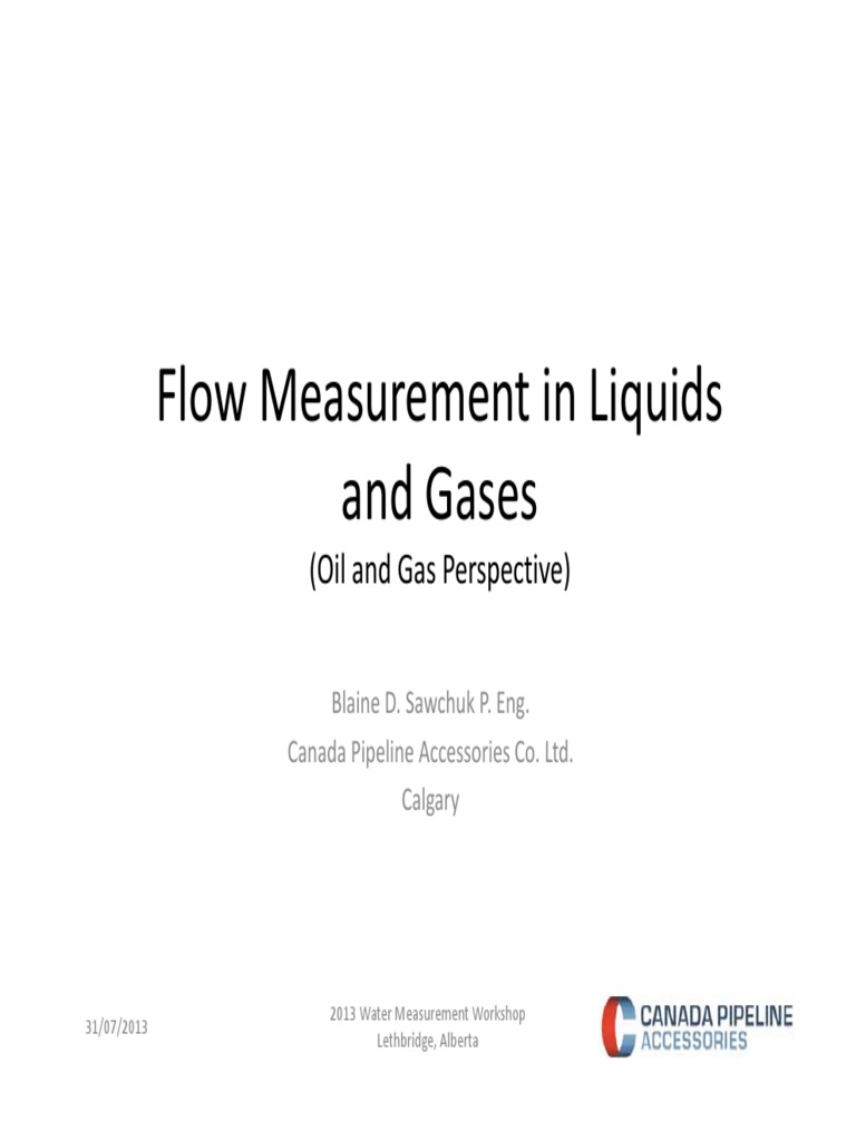 Flow Measurement in Liquids and Gases: (Oil and Gas Perspective) | PDF ...