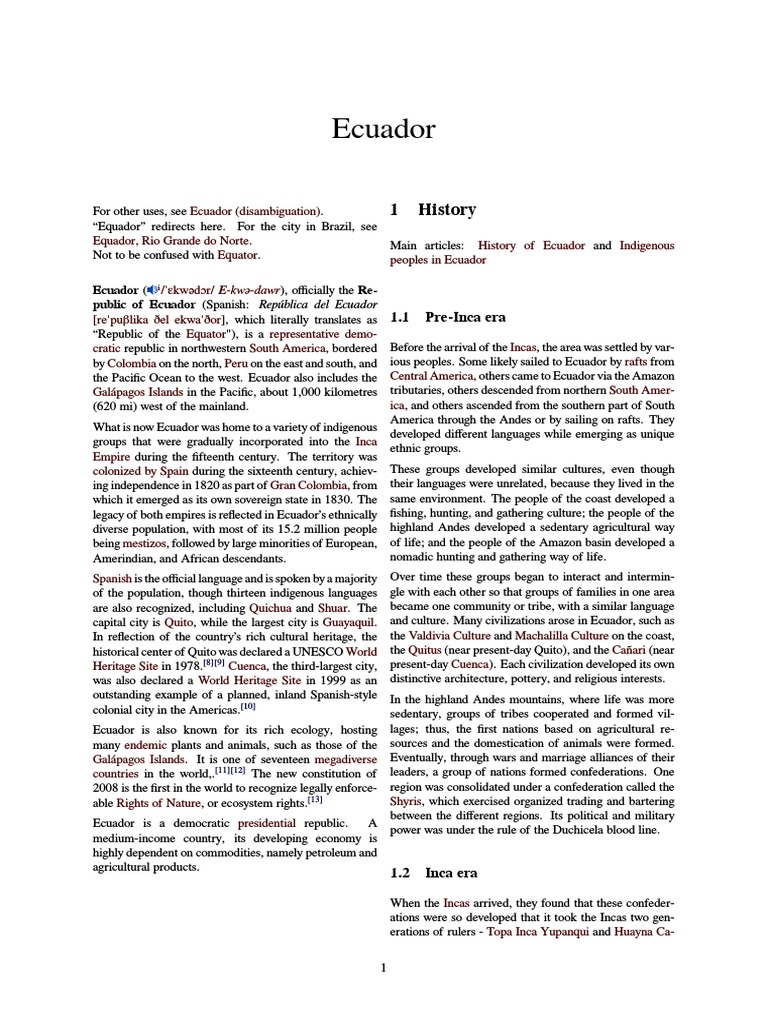 Ecuador: History and Culture | PDF | Ecuador | Peru