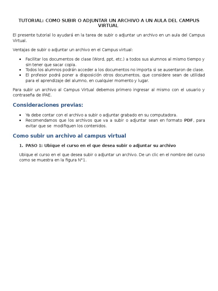 Tutorial Subir Un Archivo Campus | PDF | Point and Click | Archivo de computadora