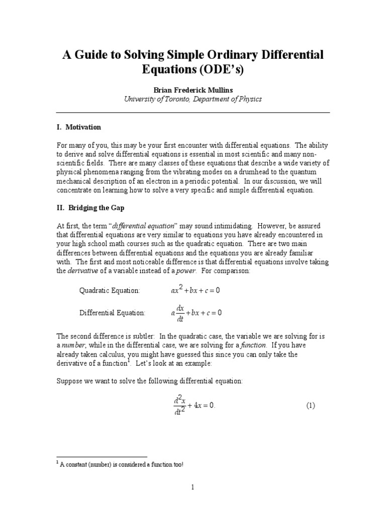 Simple Odes A Beginner S Guide Pdf