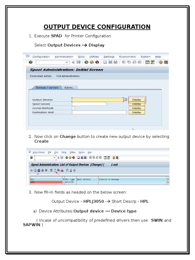 SAP Output Device Configuration Guide | PDF