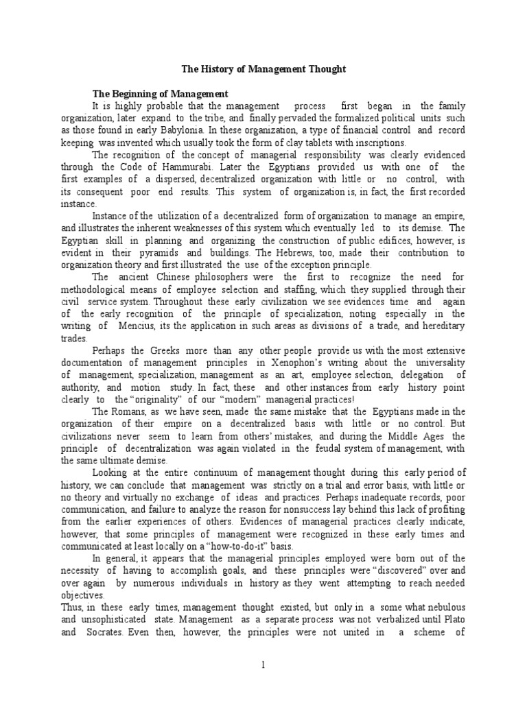 The History of Management Thought | PDF | Science | Thought