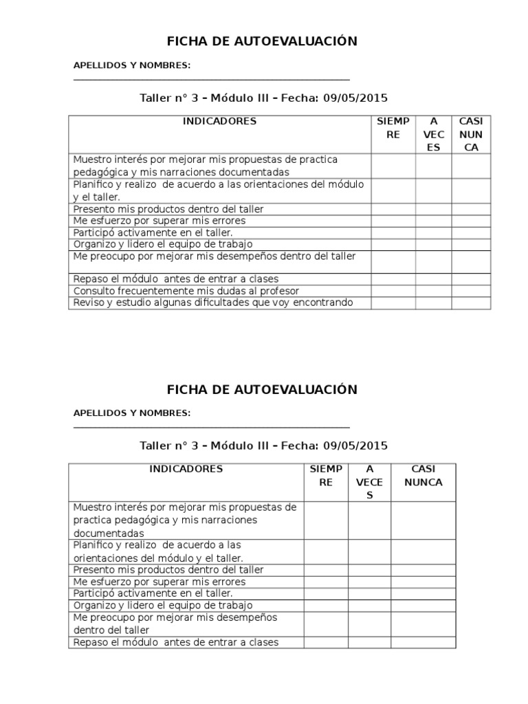 Ficha de Autoevaluacion Coevaluacion Heteroevaluacion | PDF | Aprendizaje | Cognición