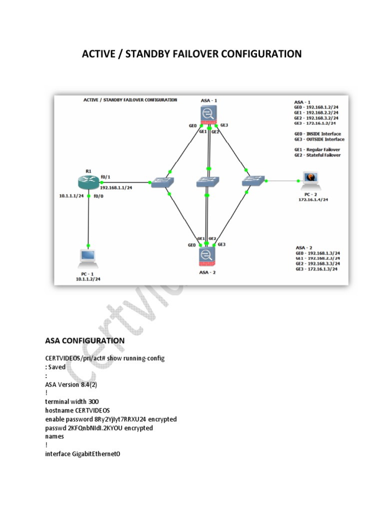 Active/Standby Failover Setup Guide | PDF | Ip Address | Network Protocols