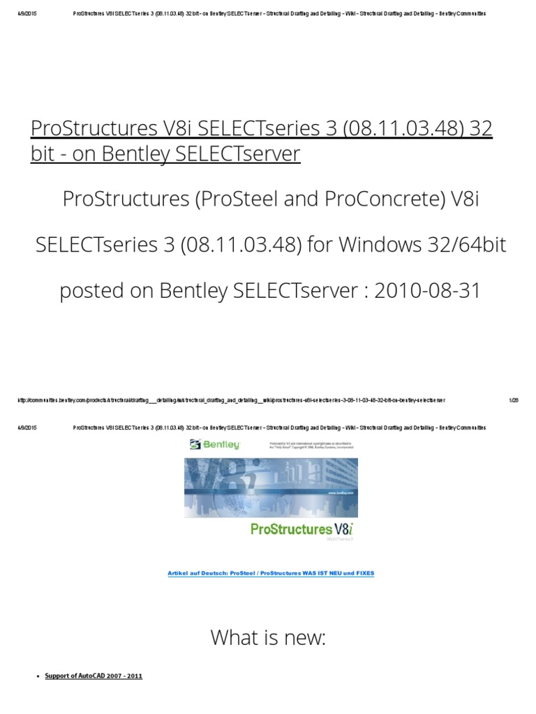 ProStructures V8i SELECTseries 3 (08.11.03 | PDF | Building Information ...