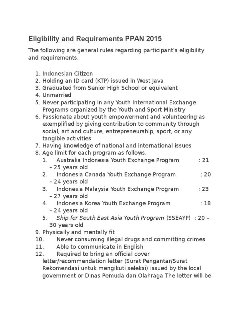 Eligibility and Requirements PPAN 2015 | PDF | Java | Indonesia